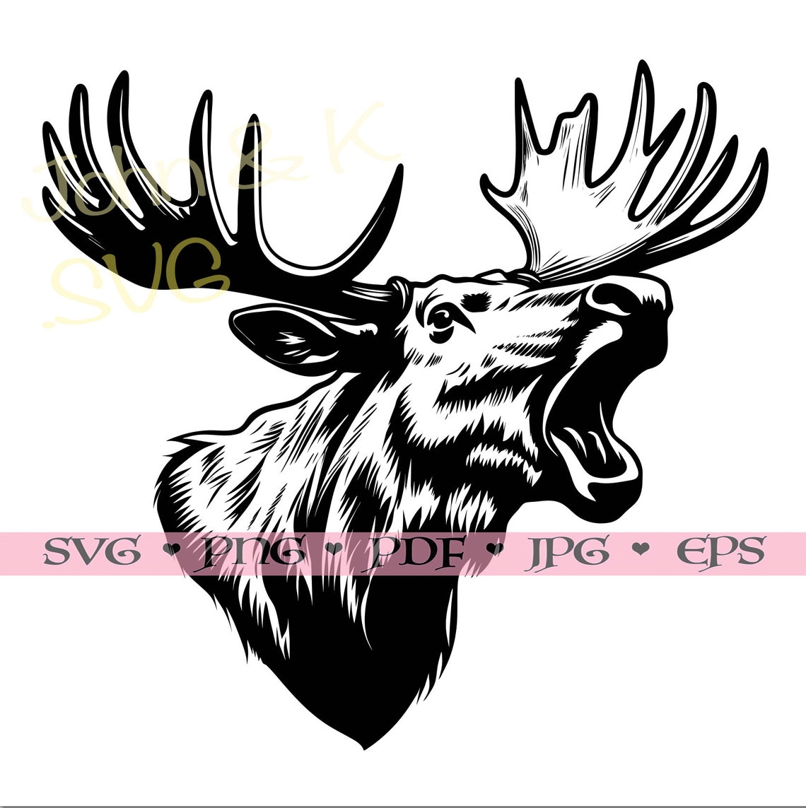 Moose Svg, Moose Head Svg, Cutfile Silhouette Moose Head Clipart Png ...