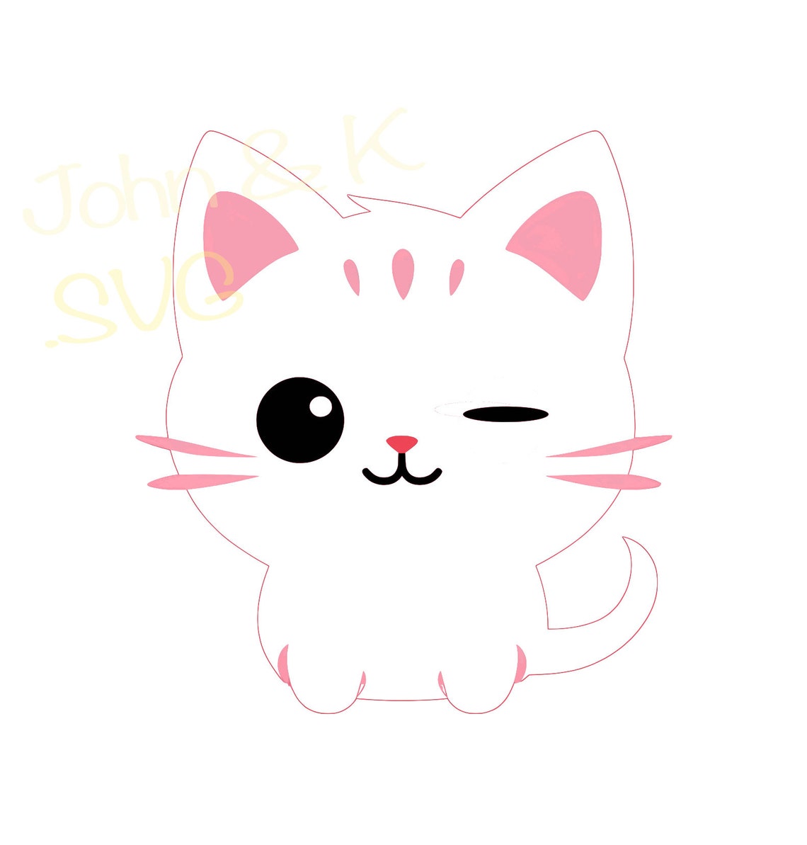 Kitten Svg Cute Cat Svg Cute Kitten Svg Cat Clipart Pink - Etsy