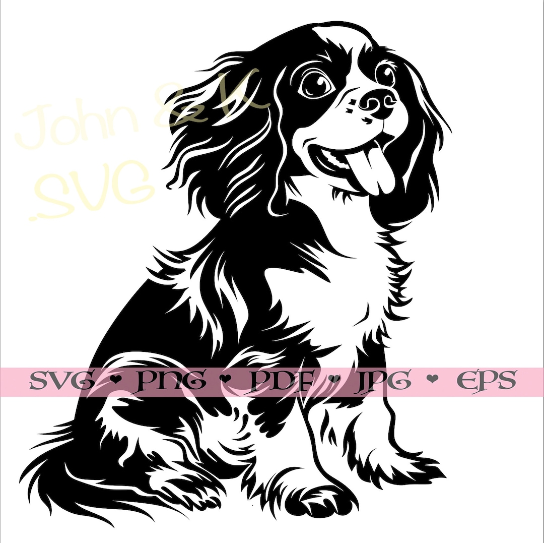 Cute Cavalier King Charles Spaniel SVG, Cricut Silhouette Spaniel Cut ...