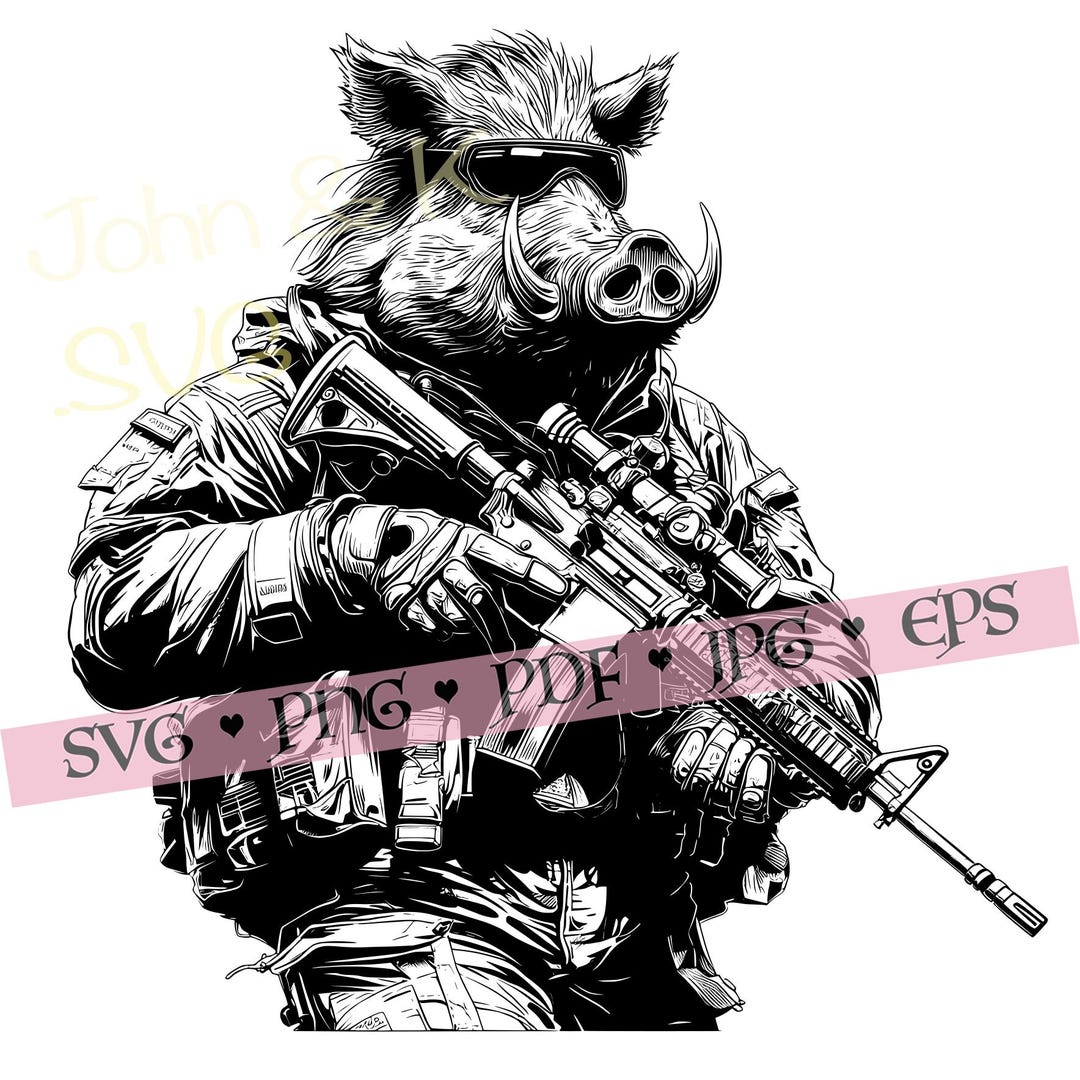 Cool Tactical Boar SVG, Military Hog Mascot Vector; Special Ops Soldier ...