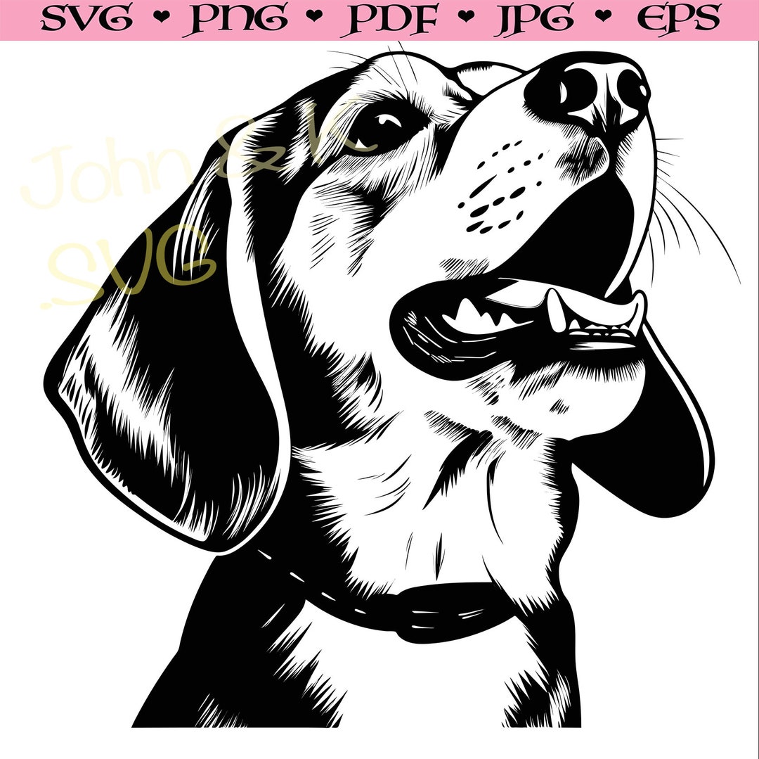 Barking Beagle SVG: Puppy Clipart for Cricut, Silhouette (digital Files ...