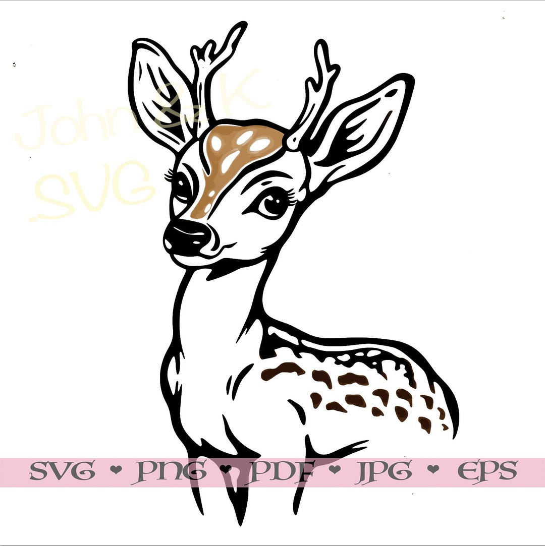 Baby Deer Svg, Cute Deer Vector, Deer Cutfile Cricut Silhouette Clipart ...