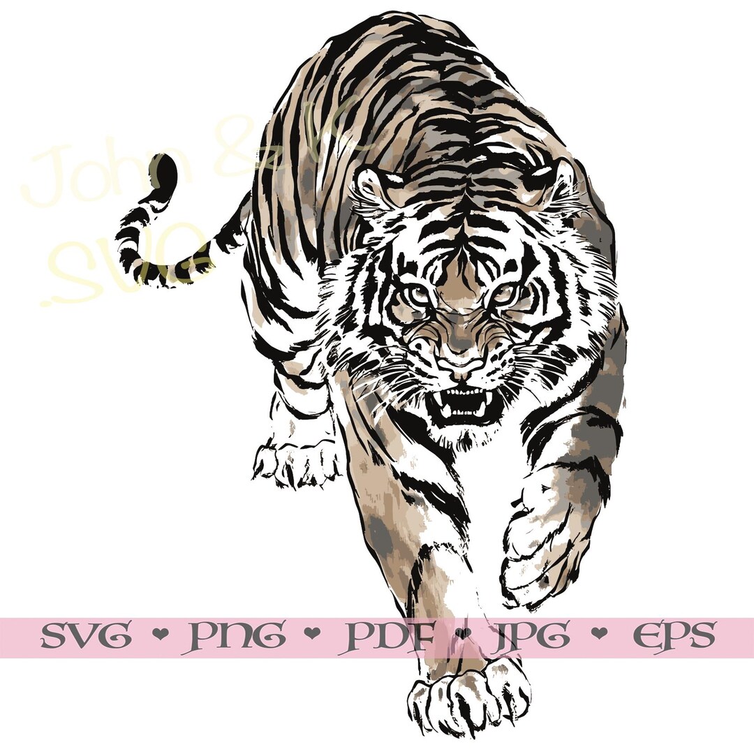 Tiger Svg, Chinese Painting Tiger Decoration Decal Clipart Silhouette ...
