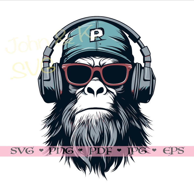 Ape Svg, DJ Ape Png, Ape Decal Cutfile Cricut Silhouette Clipart Png ...