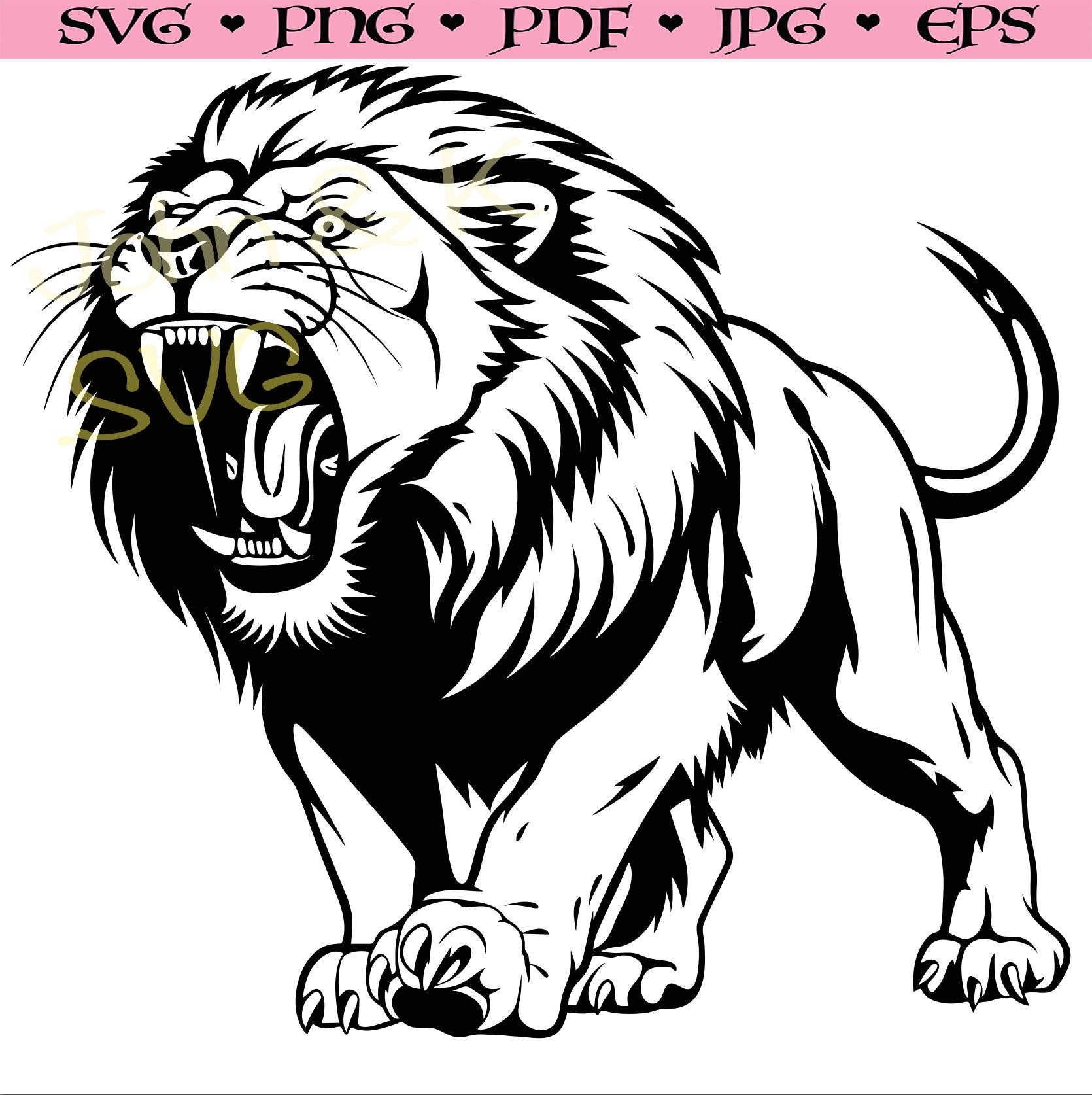 Angry Lion Svg, African Lion Art, Lion Clipart, Male Lion Svg for ...