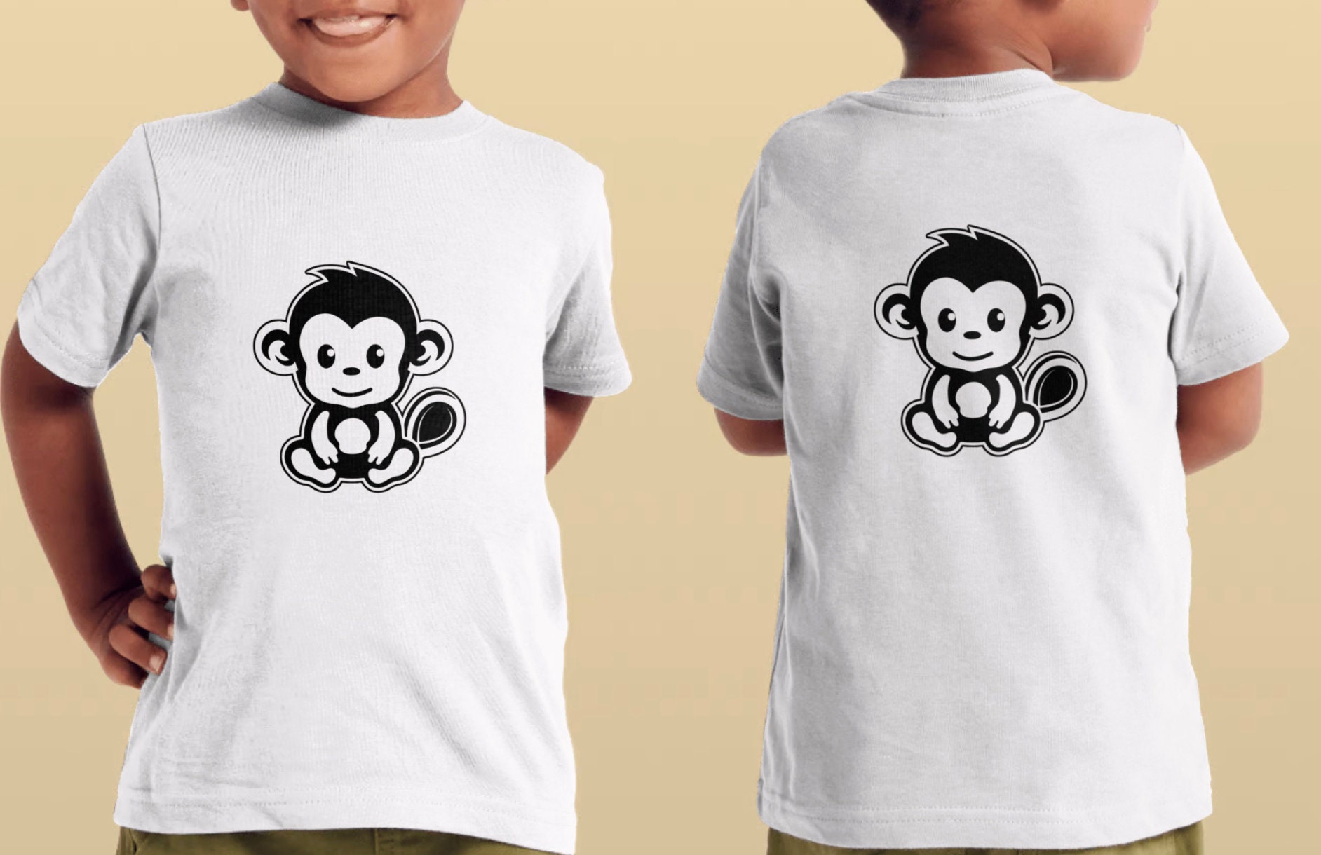 Baby Monkey SVG, Cute Monkey Cutfile, Cricut Silhouette Monkey Baby ...