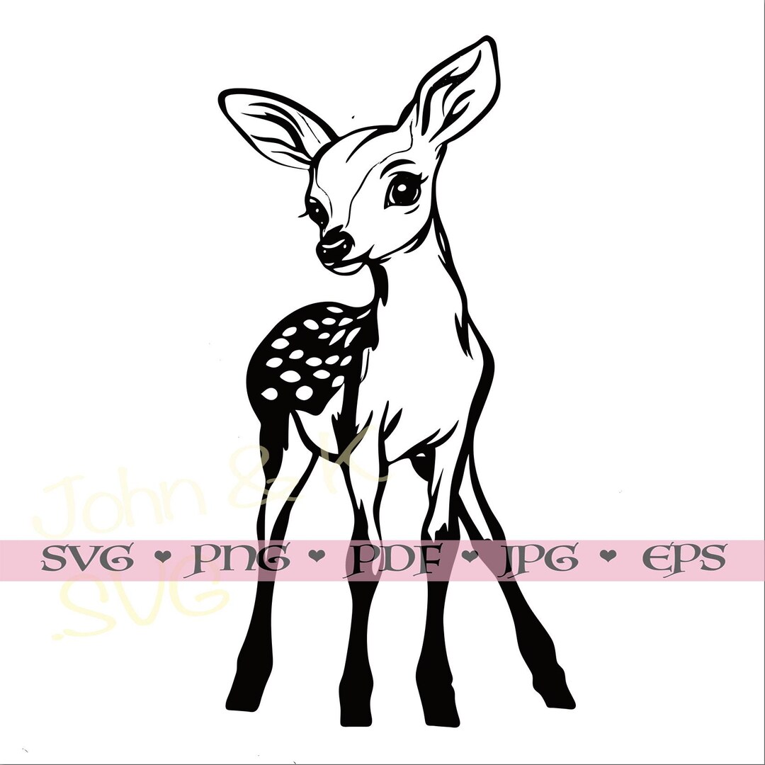 Baby Deer Svg, Cute Deer Vector, Deer Cutfile Cricut Silhouette Clipart ...