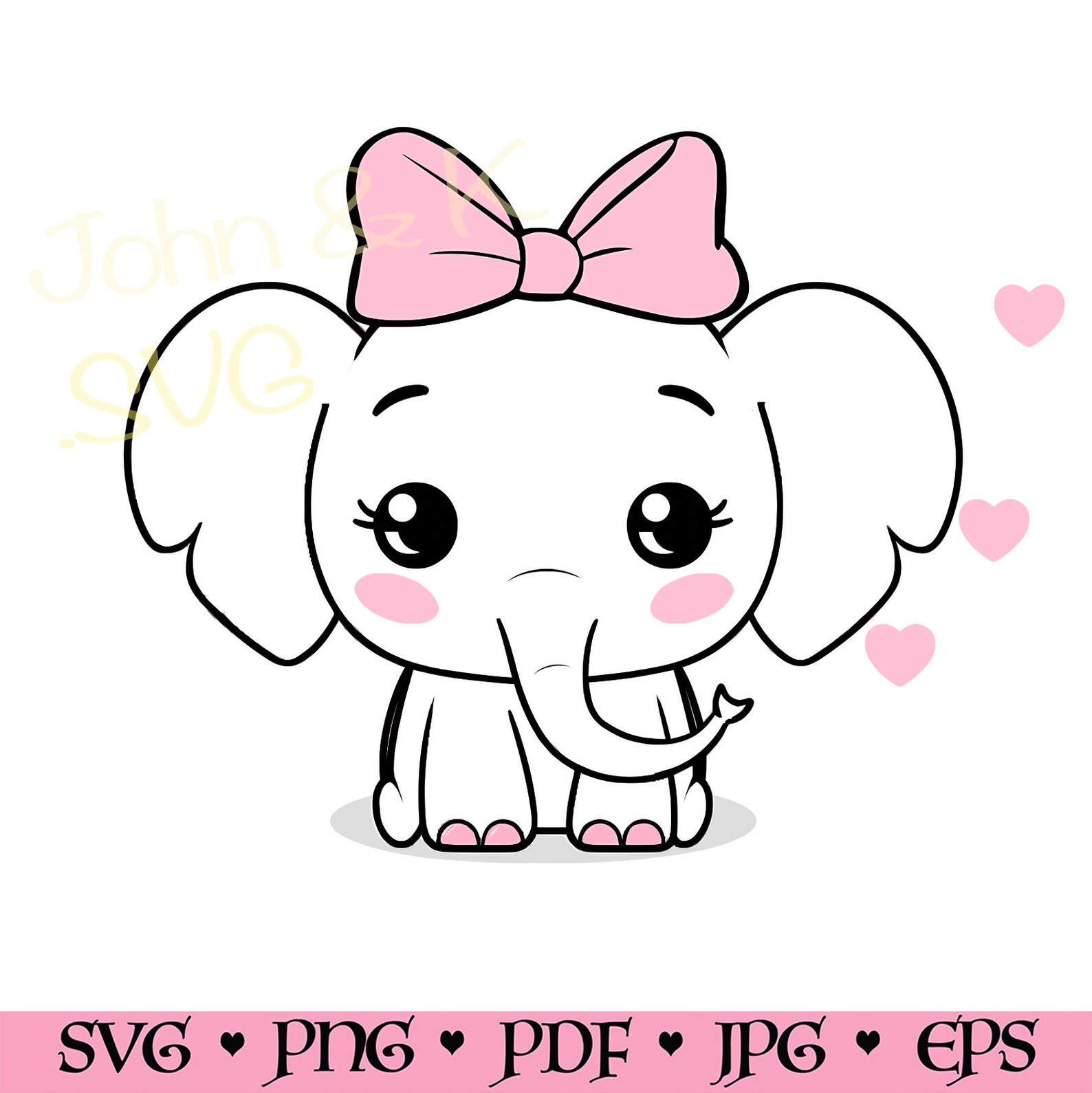 Lovely Elephant Svg Pink Bow Elephant Svg Elephant Clipart - Etsy