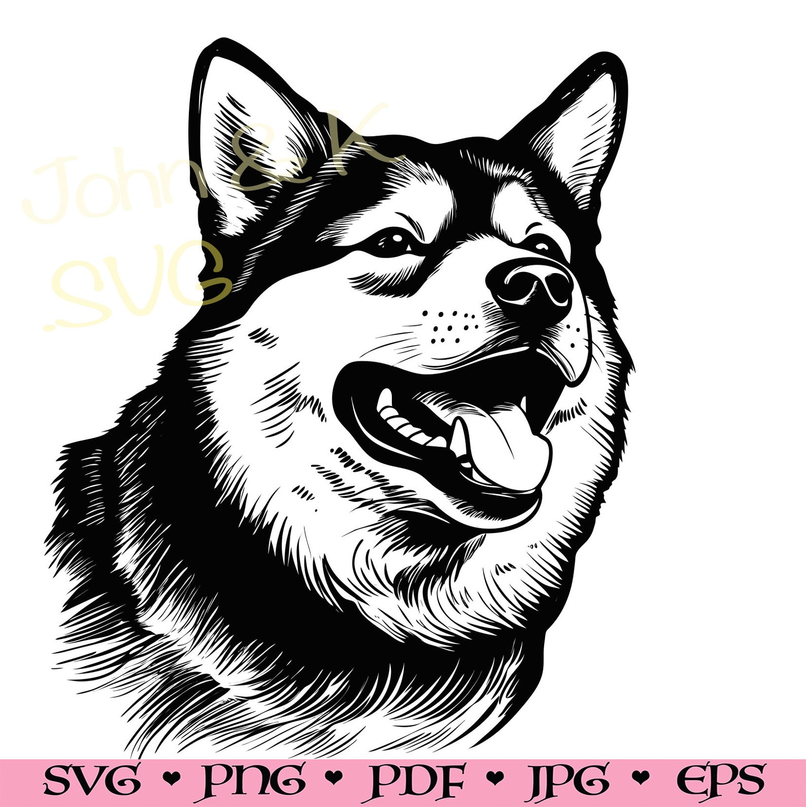 Akita Inu Dog SVG Bundle: Clipart, Laser Engraving, Iron on (digital ...