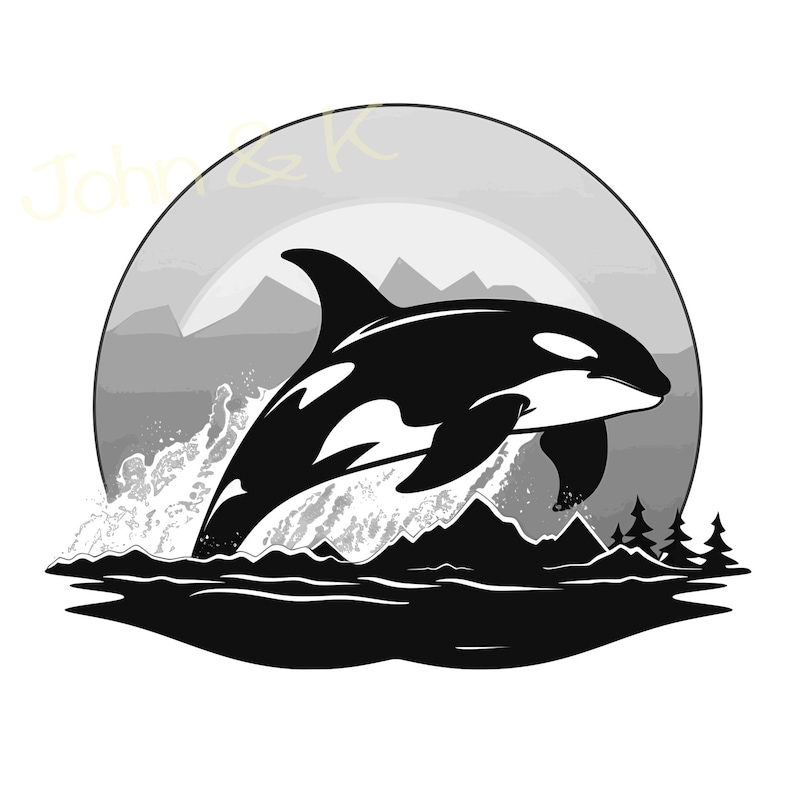 Killer Whale Svg, Breaching Orca Svg Cutfile Clipart Cricut Silhouette ...