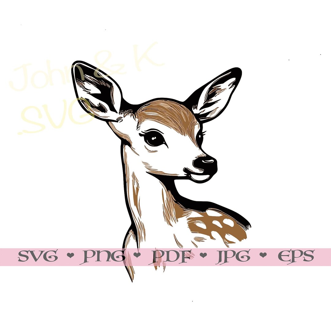 Baby Deer Svg, Cute Deer Vector, Deer Cutfile Cricut Silhouette Clipart ...