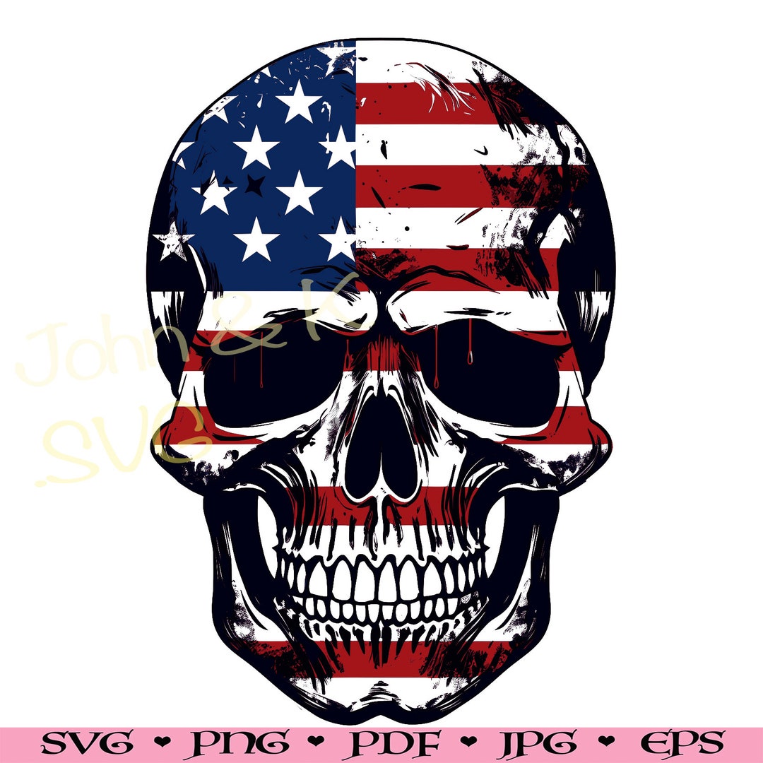 National Flag Skull Svg, Patriot Skull Svg, US Flag Skull Clipart ...