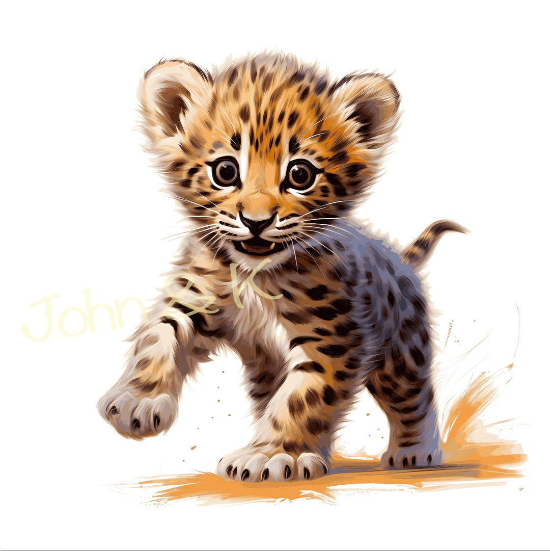 Baby Leopard Svg, Cute Leopard Svg, Leopard Clipart, Running Leopard ...