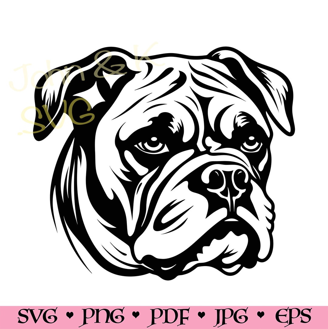 American Bulldog SVG Cut File: Puppy Clipart, Vinyl Iron-on (commercial ...