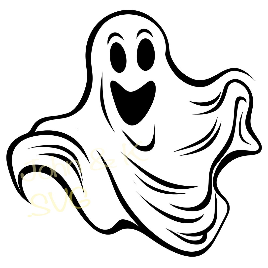 Cute Ghost Svg, Happy Ghost Svg, Specter Cutfile Cricut Silhouette ...