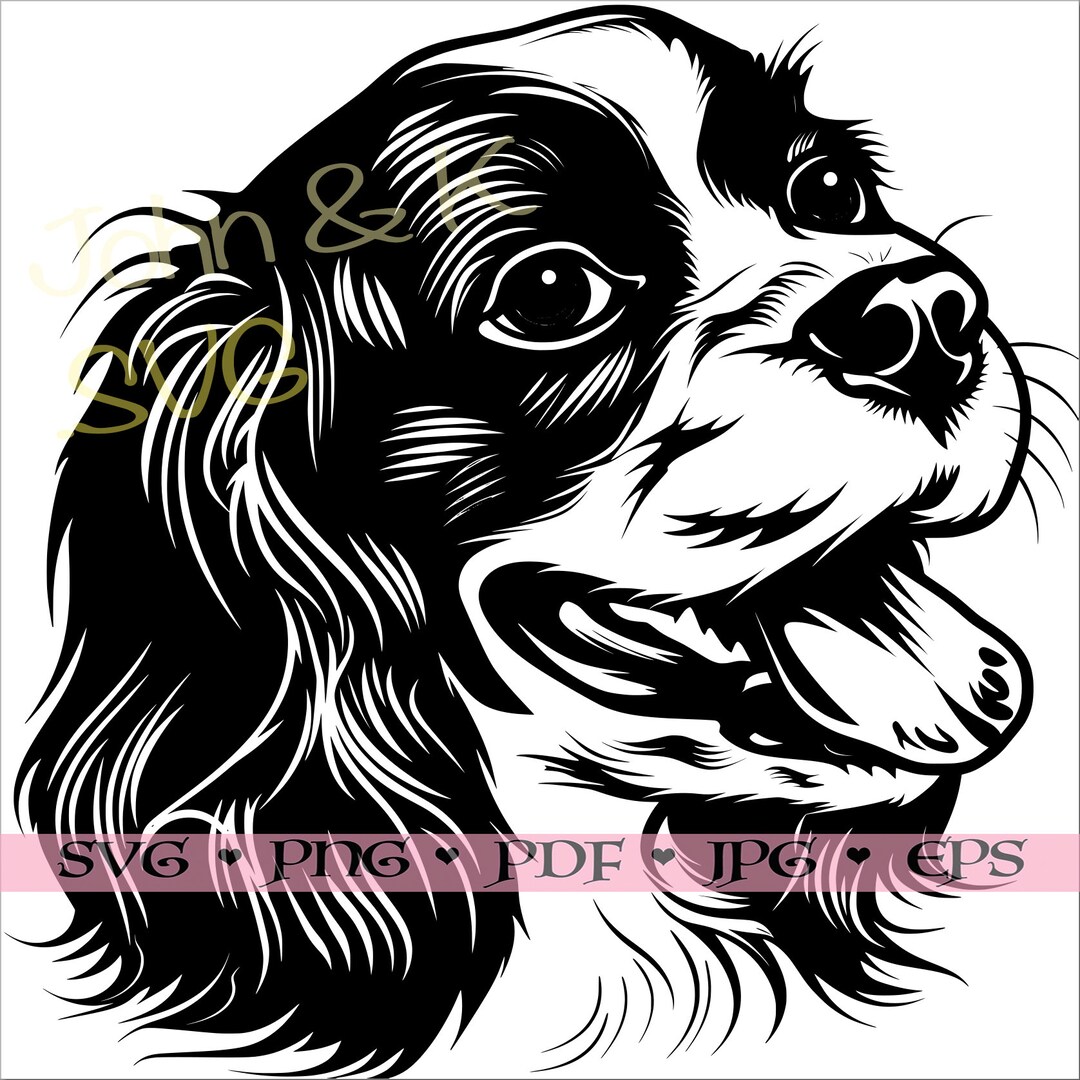 Cute Cavalier King Charles Spaniel SVG, Cricut Silhouette Spaniel Cut ...