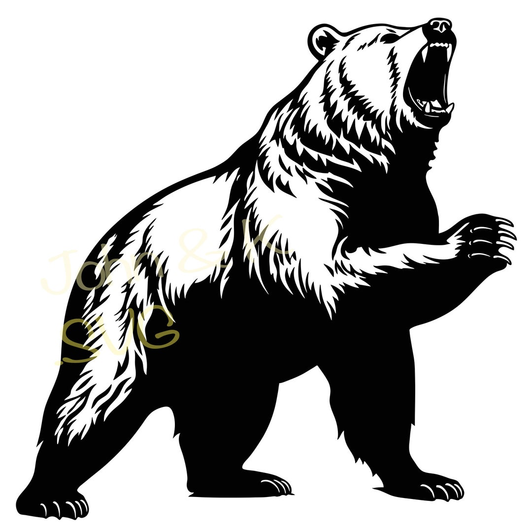 Grizzly Bear Svg, Fierce Bear Svg, Grizzly Clipart, Grizzly Svg for Fleece, Shirt, Mug, Sticker ...