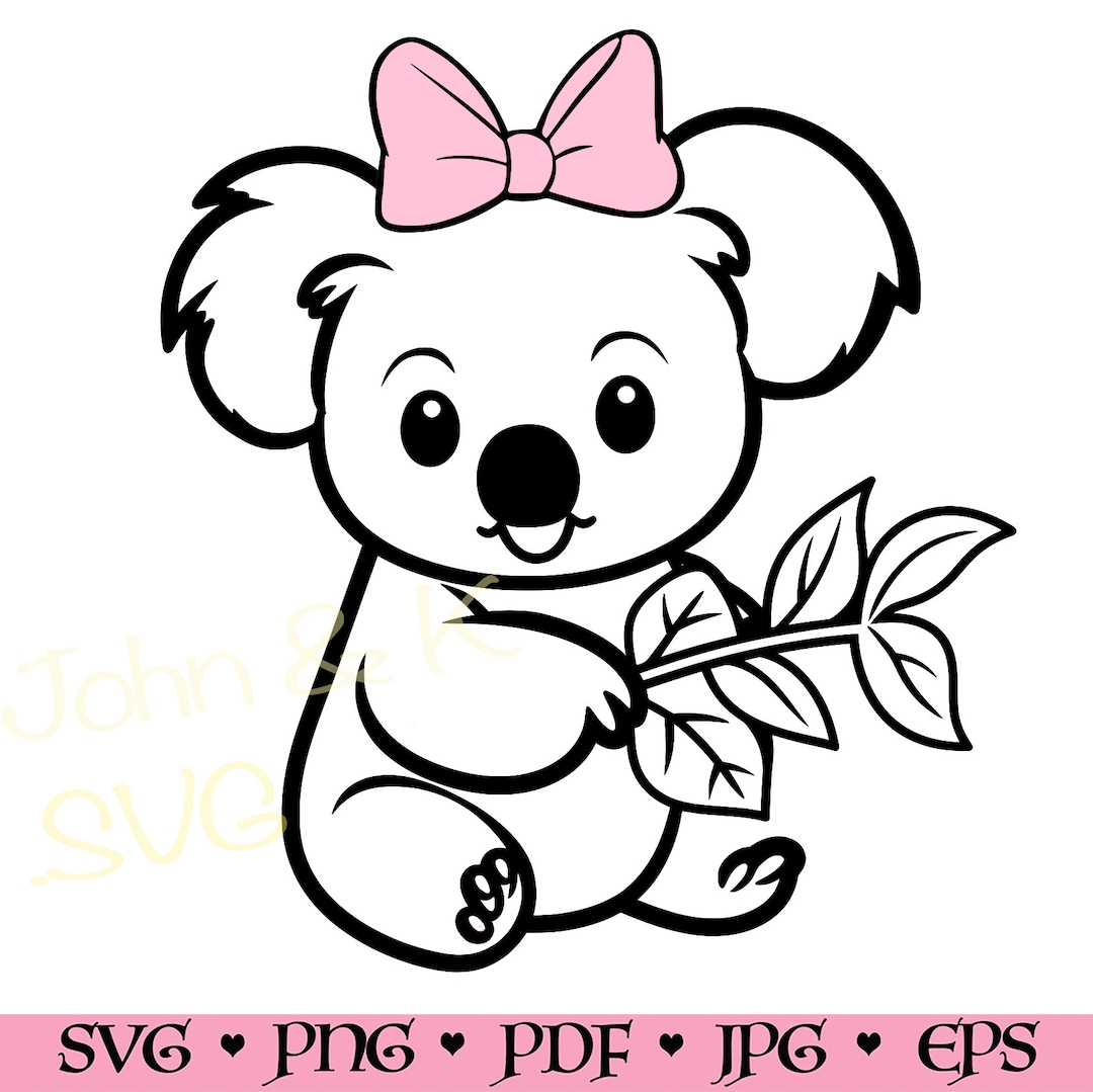 Cute Koala Svg, Pink Bow Koala Svg, Koala Lover Clipart, Australian ...