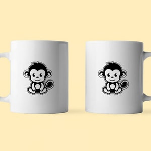 Baby Monkey SVG, Cute Monkey Cutfile, Cricut Silhouette Monkey Baby ...