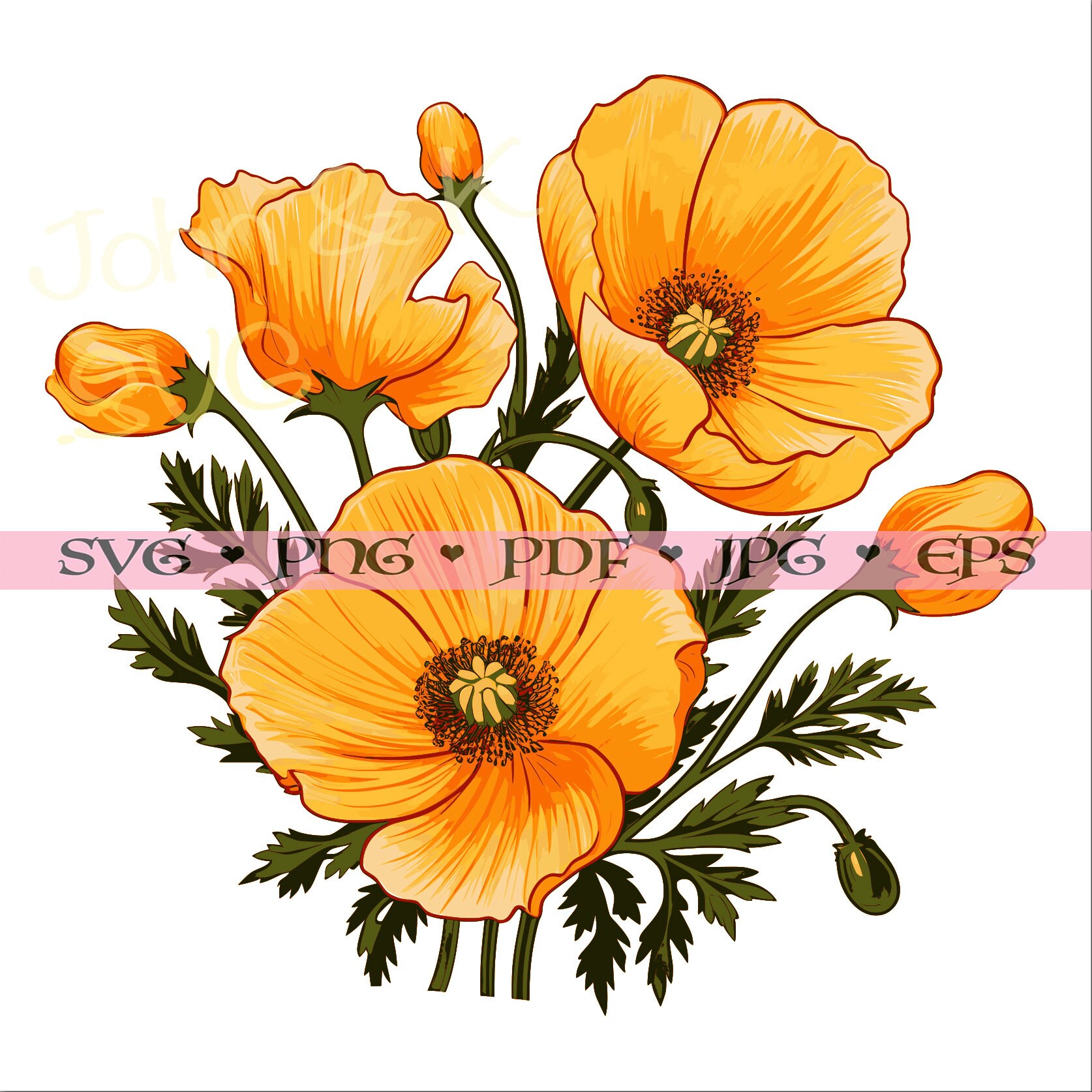 California Poppy Svg, Blossom Wall Decor, Floral Svg for Shirt, Decor ...