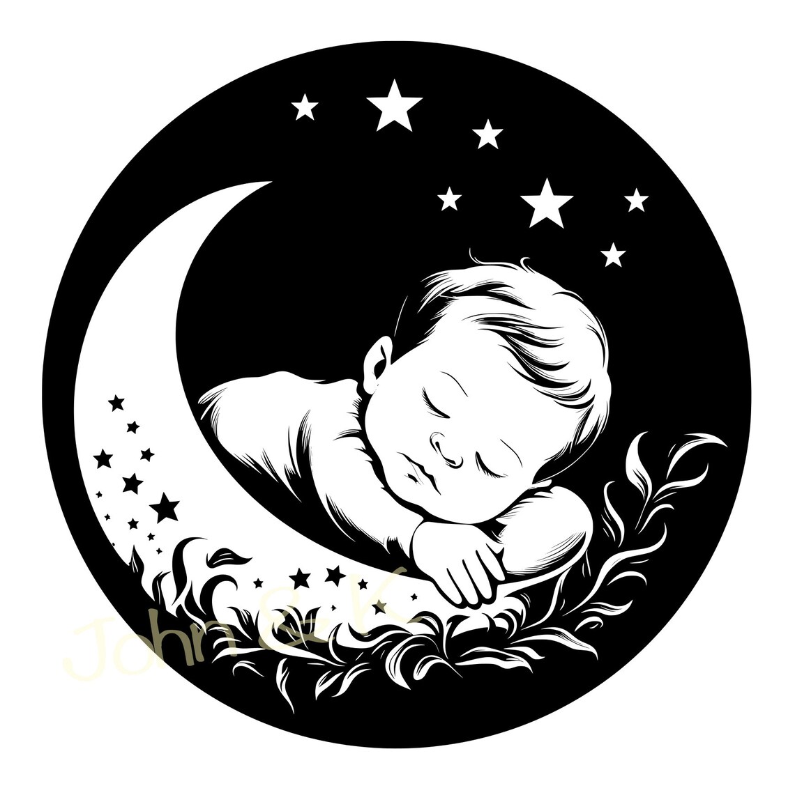 Sleeping Baby SVG: Moon and Stars Clipart (digital Files) - Etsy