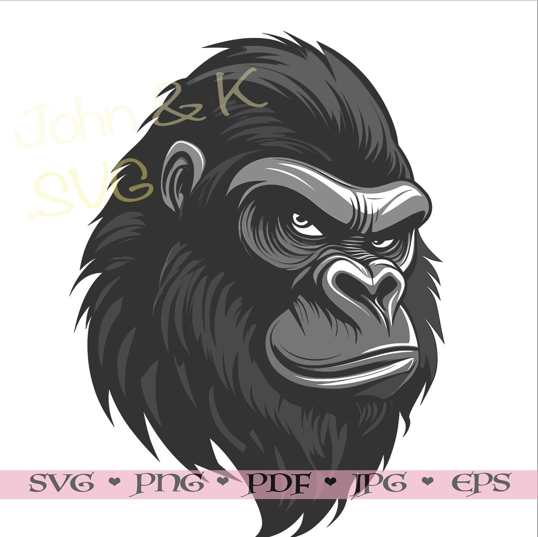 Gorilla Svg, Gorilla Head Decal Clipart Cutfile Iron on Vinyl Laser ...