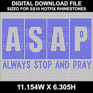 ASAP – Always Stop and Pray Rhinestone Template Ss10 (SVG) - Etsy