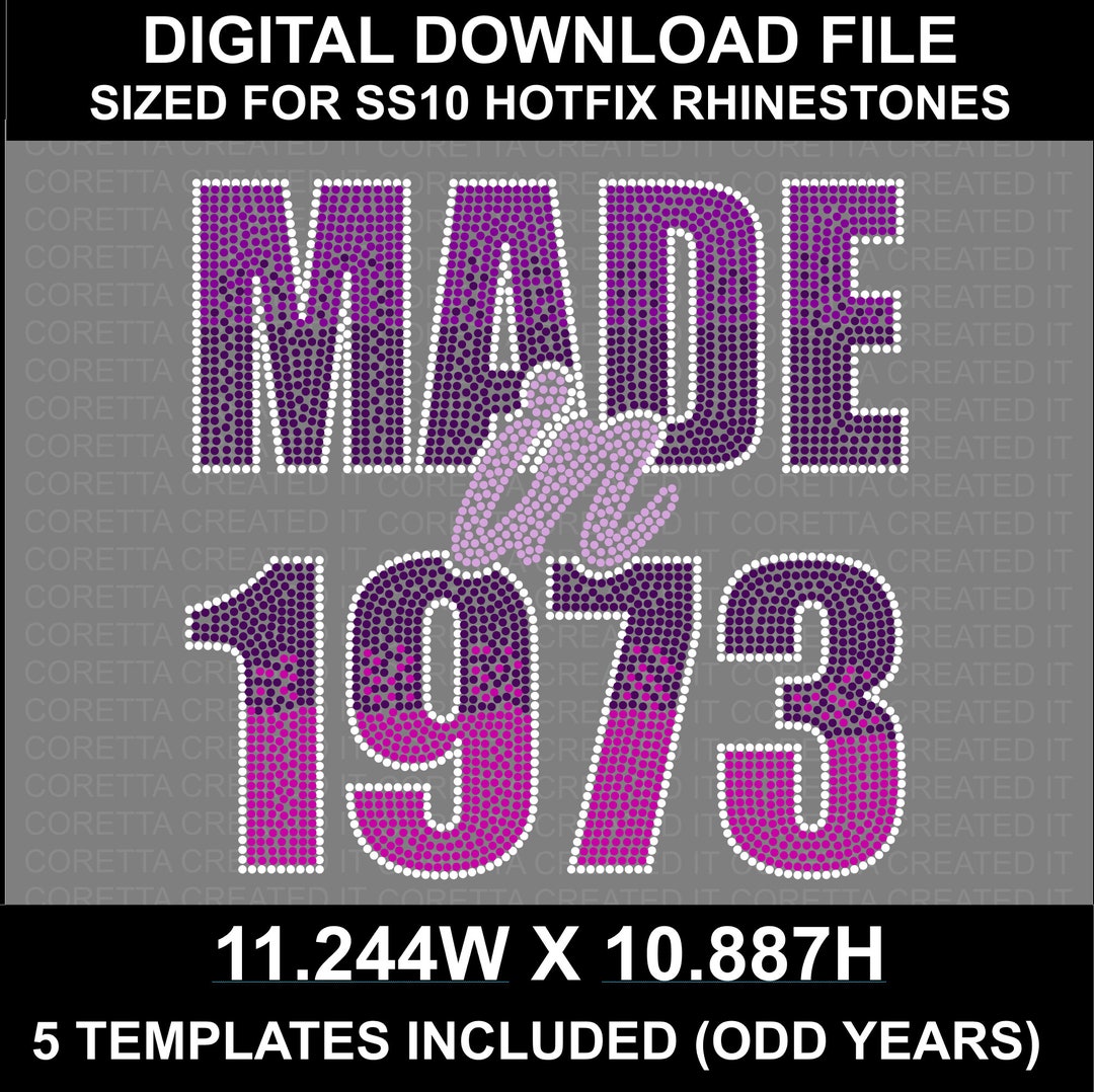 MADE IN 1970s - Odd Years –rhinestone Template Ss10 (SVG) - Etsy