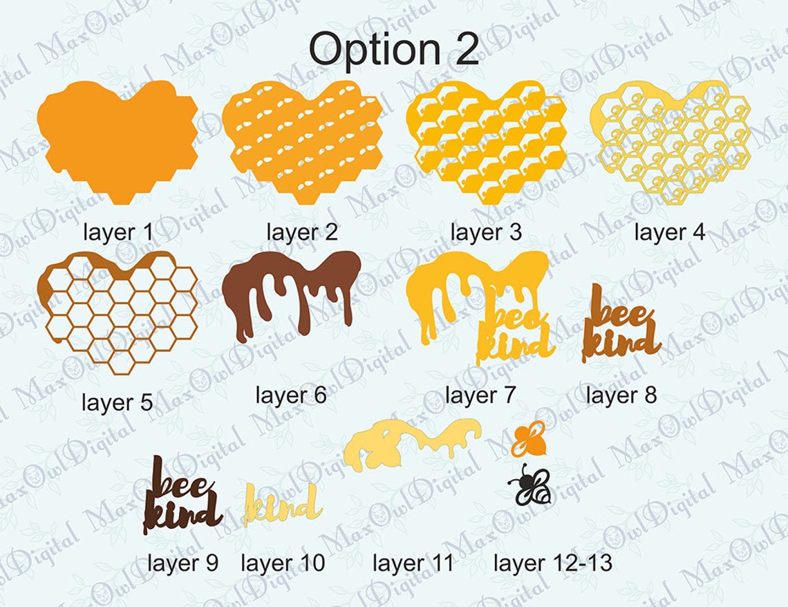 Layered Herz Bee Art svg Layered Mandala svg Honig herz svg Biene decor ...