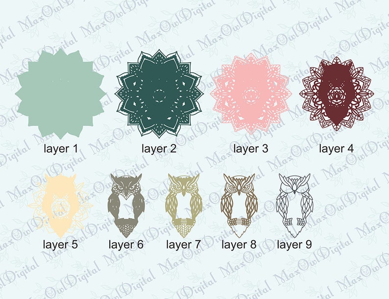 Layered Owl Mandala Svg Laser Cut Owl Svg Layered Papercraft Layered ...