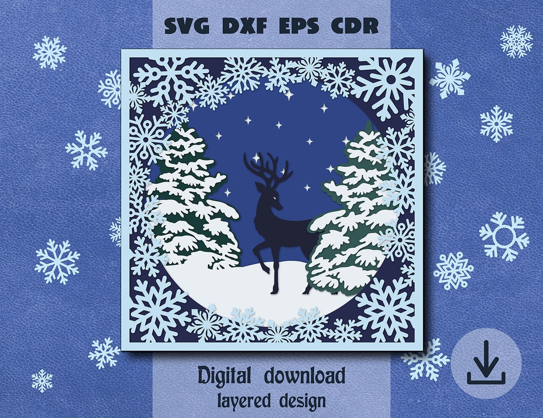 Layered Christmas Forest and Deer Svg Christmas Layered Mandala Svg ...