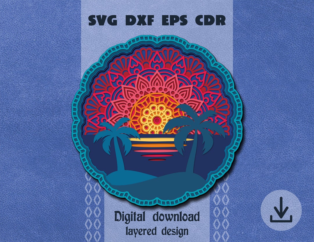 Beach Sunset Layered Mandala Svg Layered Sunset Svg Beach Shadow Box ...