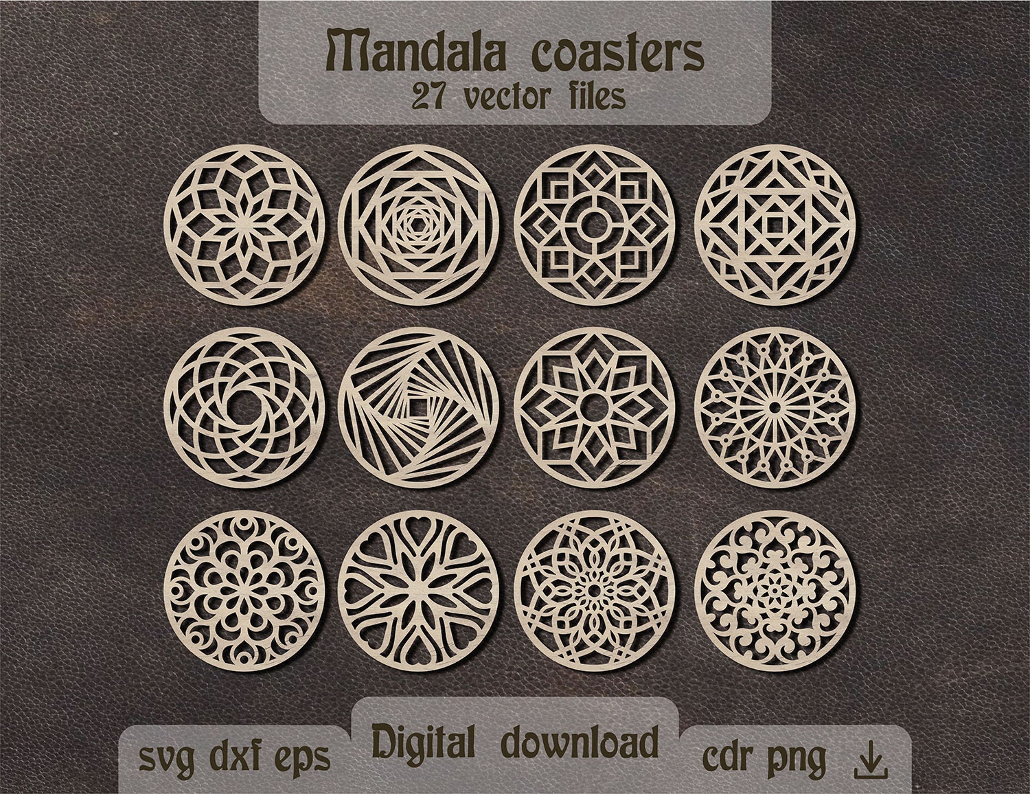 27 Round Mandala Coasters Svg Mandala Wall Decor Cut File - Etsy