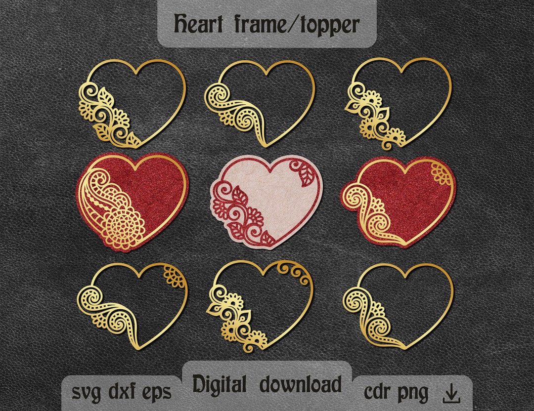 Floral Mandala Heart Frame Svg Wedding Cake Topper Svg Valentine Day ...