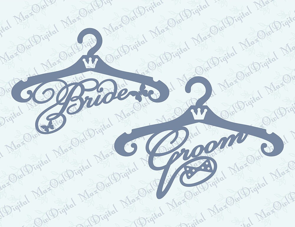 Wedding Hangers Svg Laser Cut Hangers for Bride Svg Groom Svg Wooden ...