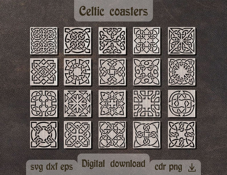 20 Celtic Knot Coasters Svg Irish Decor Dxf Square Coasters Laser Cut ...