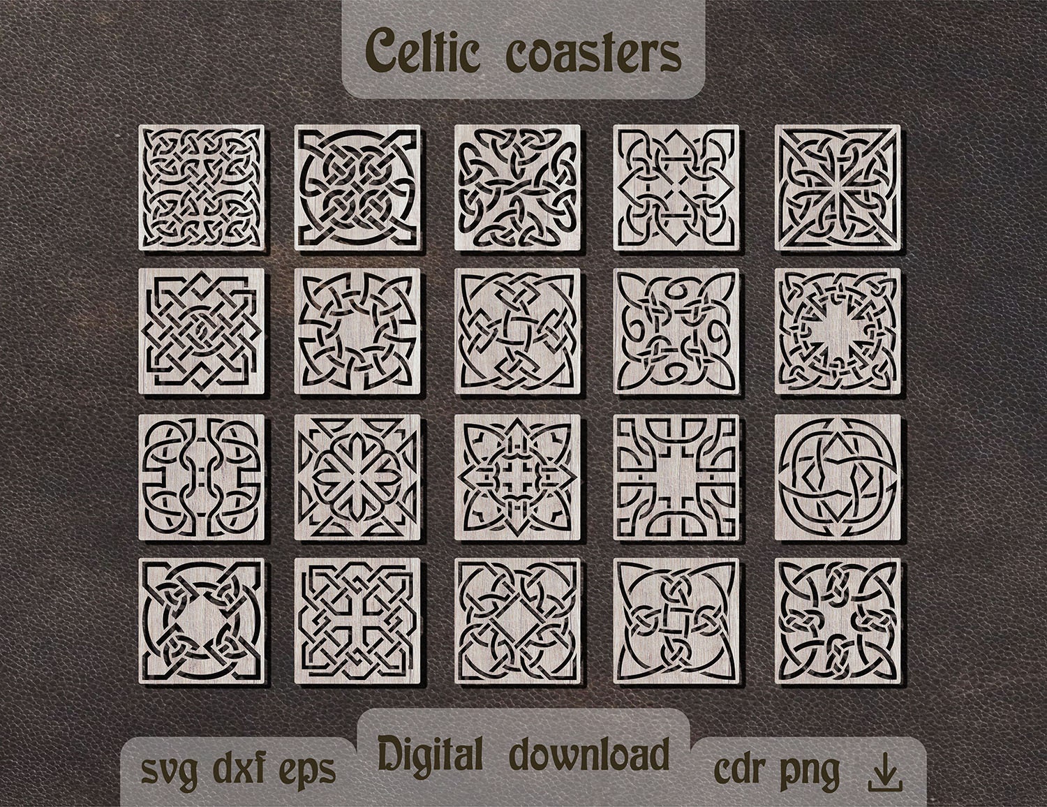 20 Celtic Knot Coasters Svg Irish Decor Dxf Square Coasters Laser Cut ...