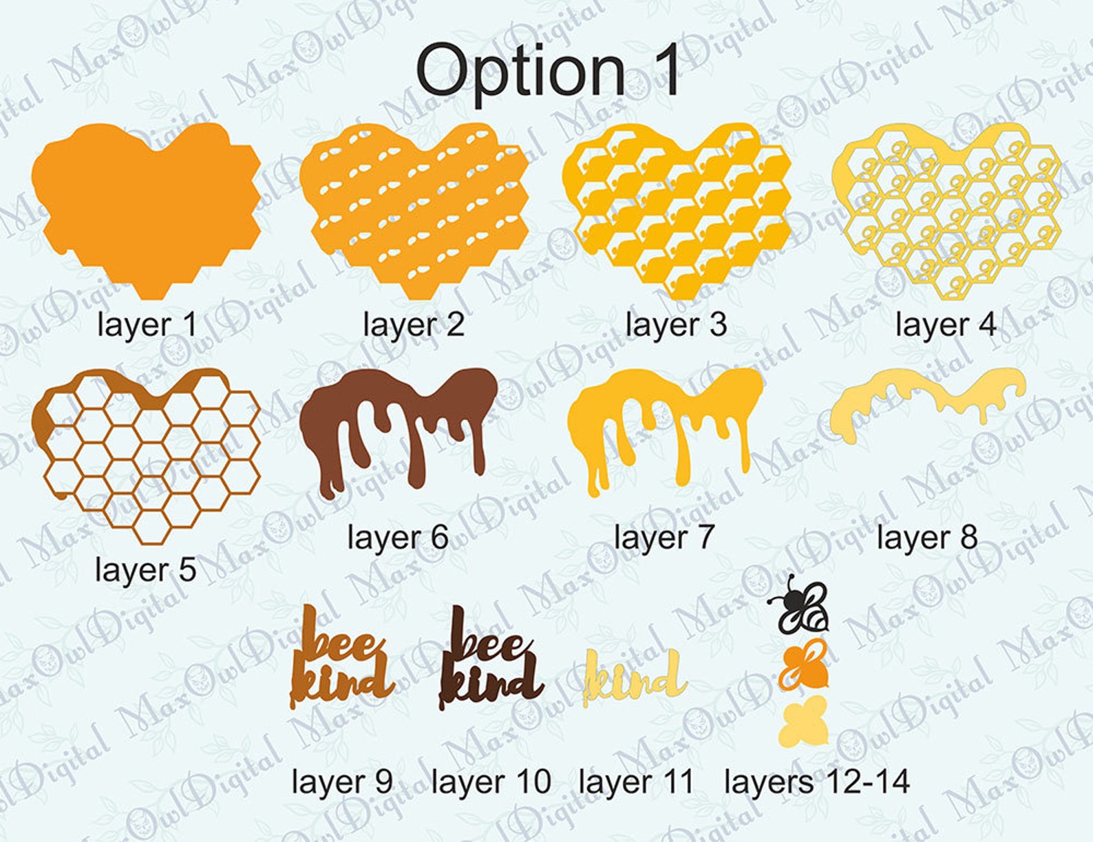 Layered Herz Bee Art svg Layered Mandala svg Honig herz svg Biene decor ...