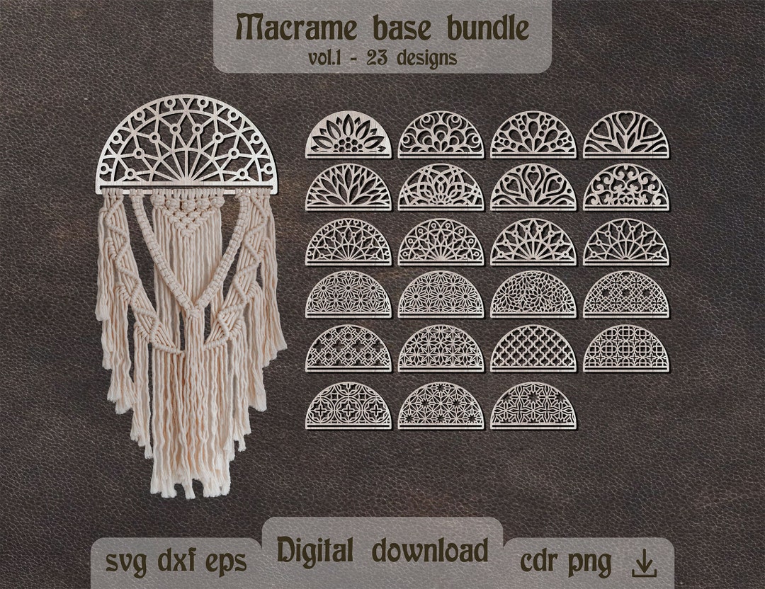 Mandala Macrame Base Svg, Macrame Hanger for Glowforge Svg, Laser Cnc ...