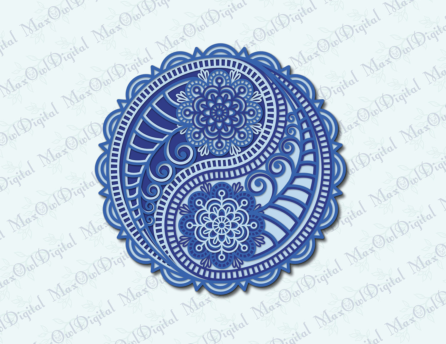 Yin Yang Layered Mandala Svg Flower Mandala Svg Yin Yang Shadow Box Svg ...