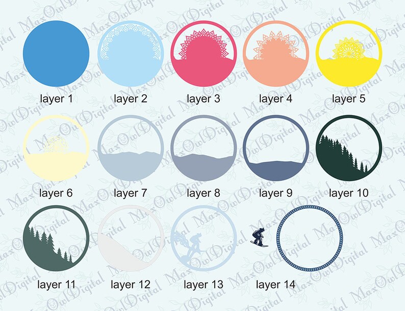 Snowboarding Layered Mandala Svg Snowboard Shadow Box Svg Sunrise ...