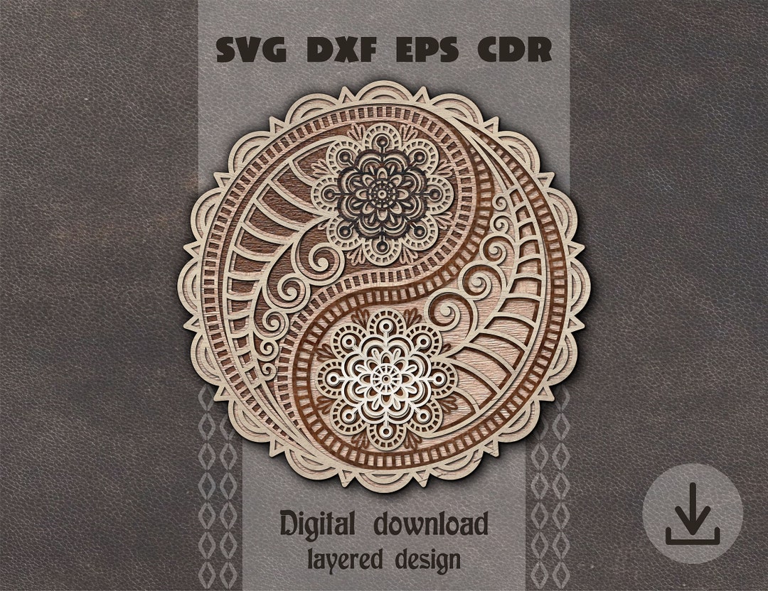 Yin Yang Layered Mandala Svg Flower Mandala Svg Yin Yang Shadow Box Svg ...