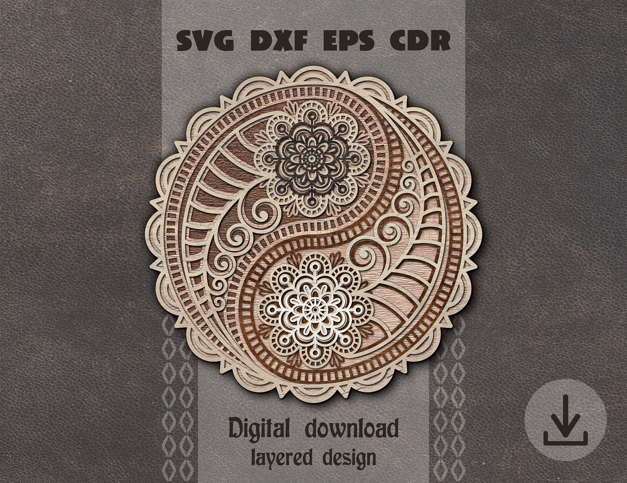 Yin Yang Layered Mandala Svg Flower Mandala Svg Yin Yang Shadow Box Svg ...