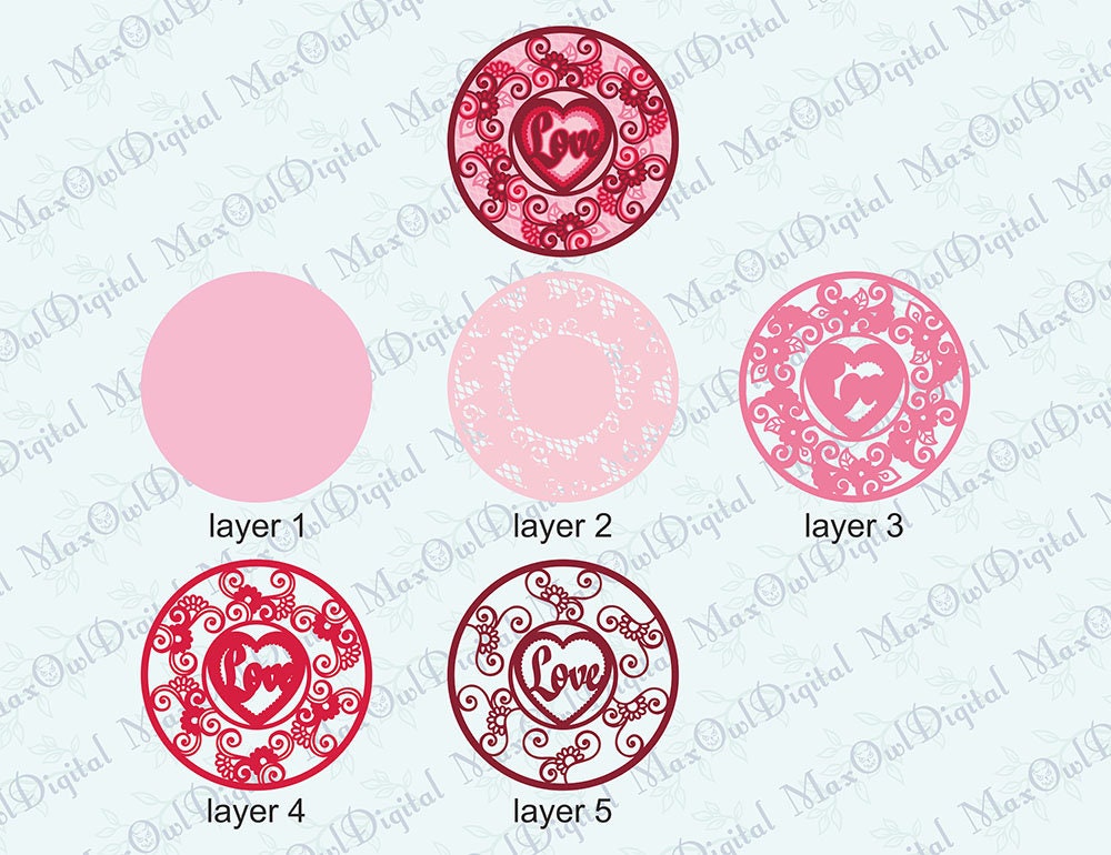 Layered Heart Mandala Svg Floral Mandala Svg Layered Love Svg Layered ...
