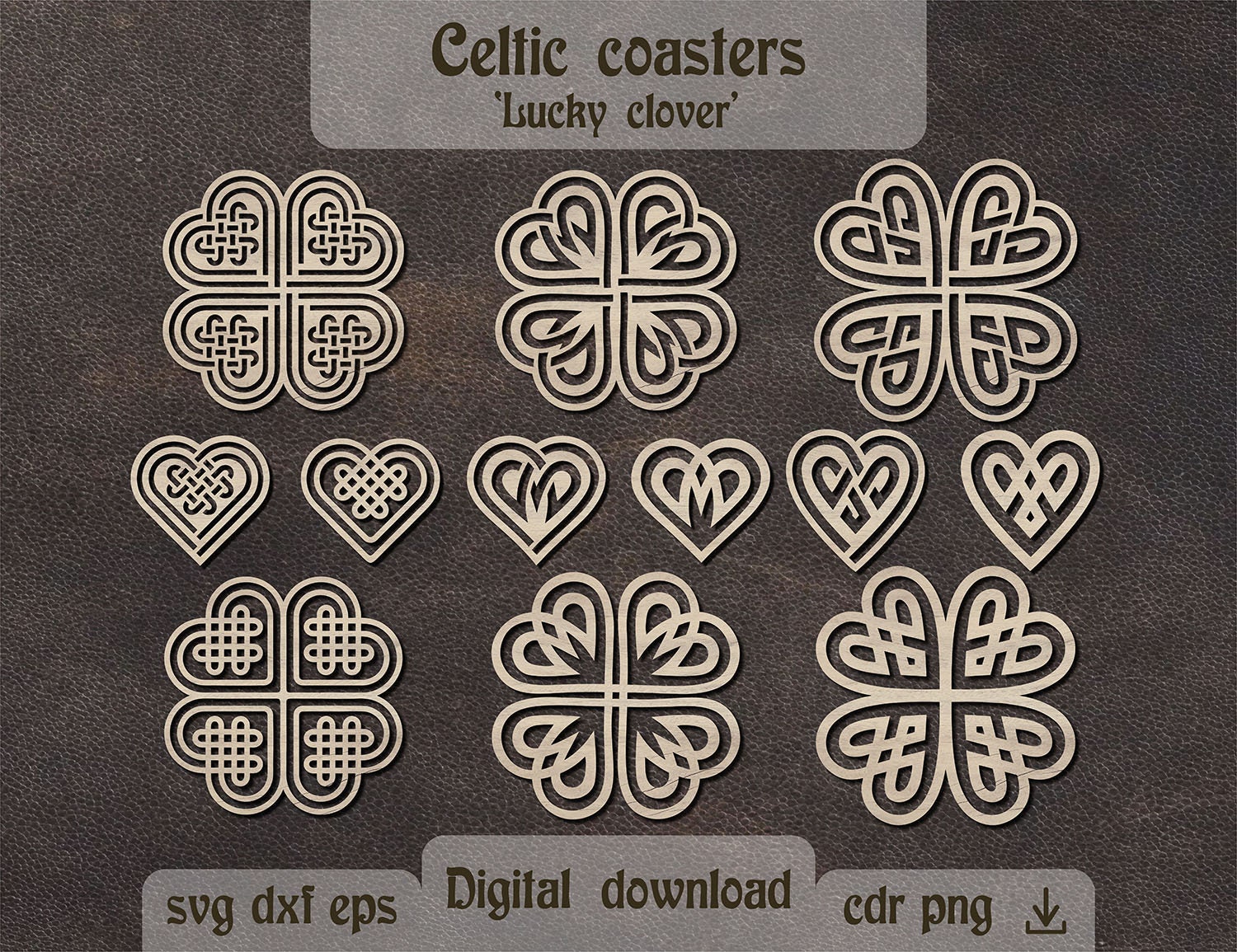 Celtic Shamrock Svg Four Leaf Lucky Clover Svg Irish Coasters Svg ...