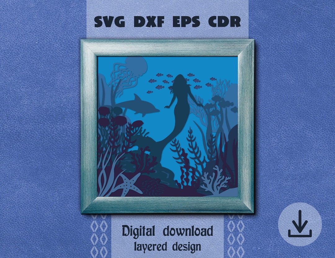 Layered Mermaid Svg Layered Underwater World Svg Dolphin Svg Layered ...
