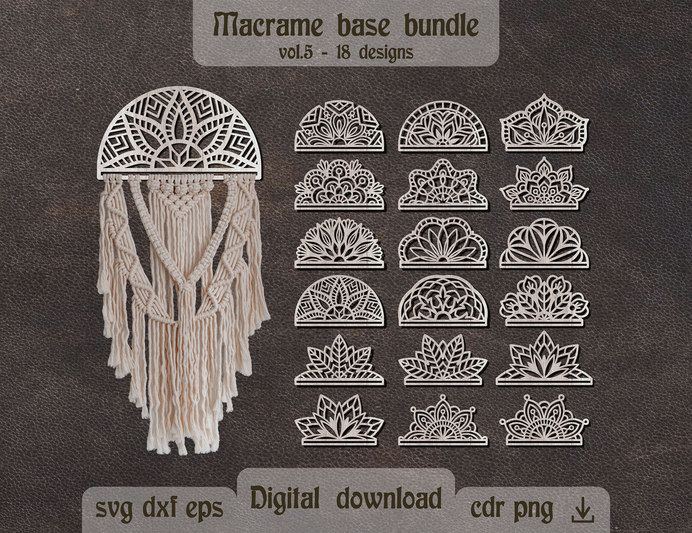 Mandala Macrame Base Svg, Macrame Hanger for Glowforge Svg, Macrame ...