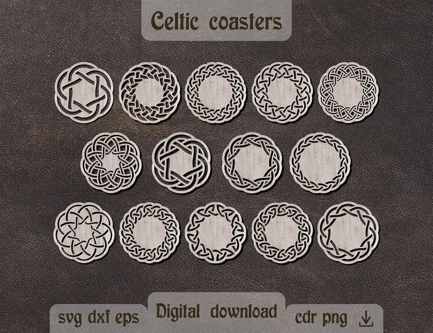 14 Celtic Knot Coasters Svg Irish Home Decor Wooden Coasters Laser Cut ...