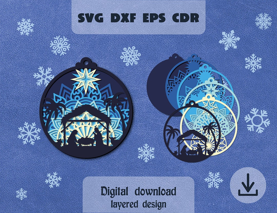Nativity Scene Svg Layered Christmas Ornament Svg Layered Mandala Svg ...