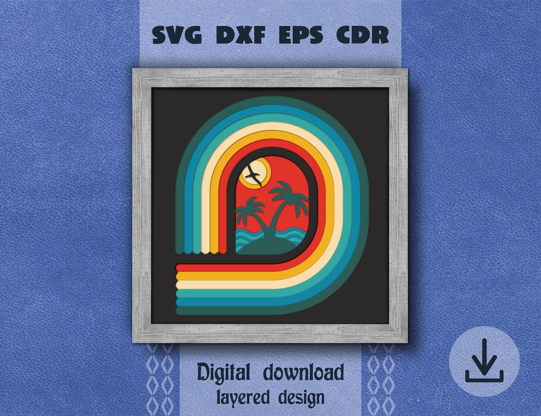 Retro Beach Layered Mandala Svg Retro Sunset Svg Layered Sunset Svg ...